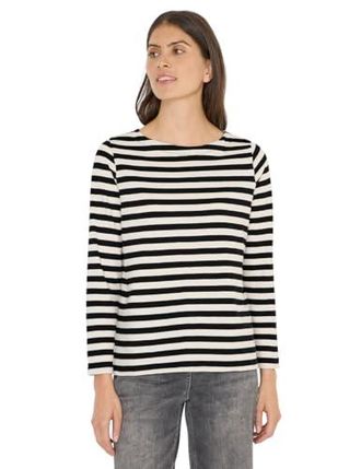 Cecil 3227274 T-Shirt Basique ray&eacute;, Noir, L Femmes