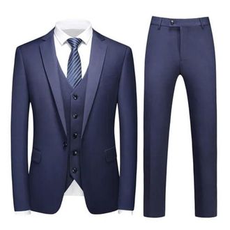 Generic Costume daffaires 3 pièces pour homme - Couleur unie - Blazer formel - Pour le bureau, les fêtes de mariage, 95, XXL