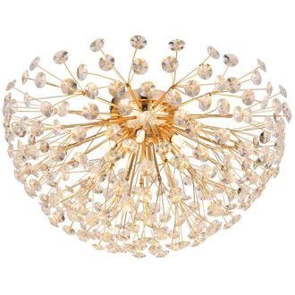 Globo Lighting Deckenleuchte Wohnzimmerleuchte Deckenlampe 6-Flammig Kristall klar G9 gold