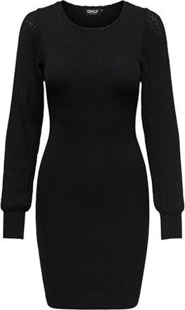 Only Onlannelina Ls Robe à col Rond, Noir, L Femme