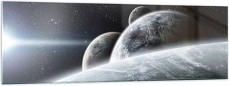 Arttor Panorama Bilder auf Glas 160x50cm Glasbild Planeten Kosmos Sterne Gro&szlig; XXL Wanddeko Bild im Glas Schlafzimmer K&uuml;che Wandbilder Dekoration Wohnzimmer M
