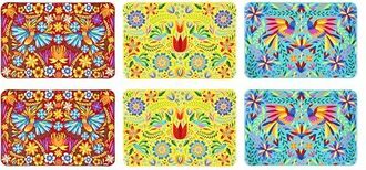 Excelsa Mexican Flowers Lot de 6 sets de table rectangulaires, 43,5 x 29 cm, d&eacute;corations assorties, plastique PP