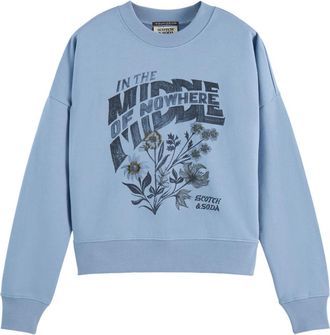 Scotch & Soda Damen Chest Artwork Fitted Sweatshirt, Faded Denim V441, XL