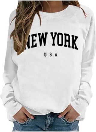 Generic Sweat-shirt graphique &agrave; col rond pour femmes, tendance, &agrave; manches longues, sweat &agrave; capuche Y2K, v&ecirc;tements universitaires, confort universitaire, sweat