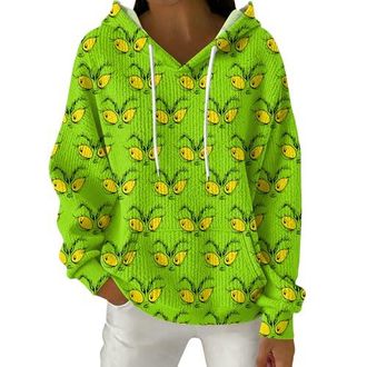 Generic Le Grinch Sweat A Capuche Femme De Pyjama 2025 Sweet Vetement The Adulte Polaire Christmas Noel Pilou Hiver Costume Femmes Vêtements Oversize Pulls No