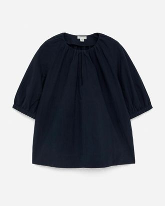 Arket Gerafftes Baumwoll-Oberteil -Blau