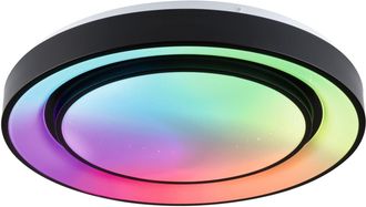 Paulmann 70545 LED Deckenleuchte Rainbow mit Regenbogeneffekt incl. 1x38,5 W dimmbar dynamicRGBW Farbsteuerung Schwarz, Wei&szlig; Kunststoff, Metall 3000 K