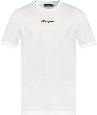 Dolce & Gabbana Homme, Tops, Blanc, Taille: XL T-shirt Logo