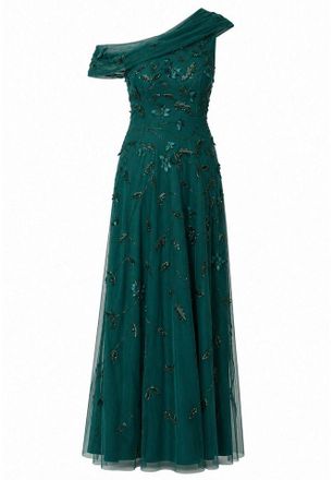 Adrianna Papell Abendkleid Bead Asymmetric Mesh Dress Handgen&auml;htes, funkelnd verziertes Abendkleid