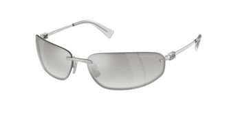 Miu Miu Womens Miu Sunglasses Silver-Clear Gradient Mirror Metal Eyewear - Silver/clear
