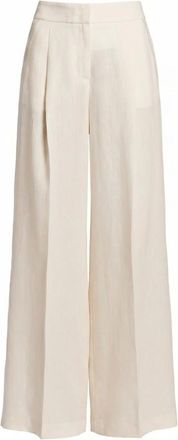 PESERICO Femme, Pantalons, Beige, Taille: 38 FR Pantalon Palazzo en Lin Pur