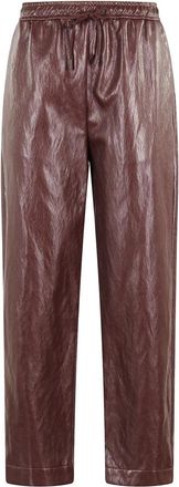 SOLOTRE Femme, Pantalons, Rouge, Taille: 38 FR Pantalon Barolo en simili cuir avec cordon de serrage