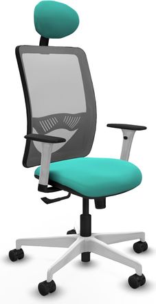 Piqueras y Crespo 8H B&uuml;rostuhl Zulema mit wei&szlig;en und schwarzen Armlehnen, h&ouml;henverstellbare Lendenwirbelst&uuml;tze und festes Kopfteil, ausgestattet mit 3 Positionen, Grau/