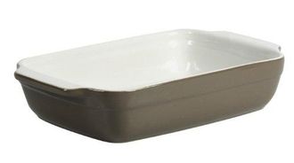 Crealys 512728 Auflaufform mit Keramikgriffen, oval, 25 x 15 x 5 cm, Graubraun