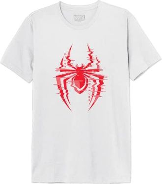 MARVEL « Glitch Spider » MEMAGAGTS003 T-Shirt Homme, Blanc, Taille L