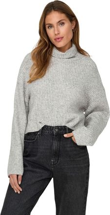 Only Damen Strickpullover ONLMELANIE L/S Rollneck Pullover KNT 15321177,Light Grey Melange,3XL