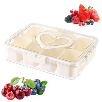 Generico Obstbehälter, Serviertablett mit 8 Fächern und klappbarem Griff, luftdicht, transparent, wiederverwendbar, für Lebensmittel, Speisekammer, Küche