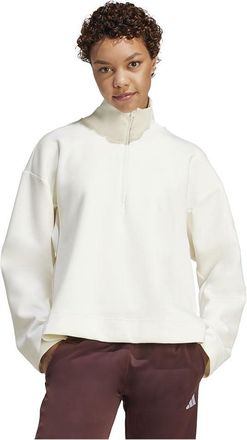 adidas Womens Soft Lux Quarter-Zip Sweatshirt Off White M