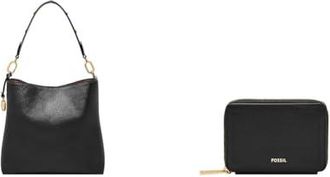 Fossil Femme Sac Jessie en Cuir Noir et Portefeuille Logan, Coffret