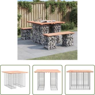 vidaXL Terrassentisch - Gartentisch aus Gabionen 100x102x72 cm Massivholz Douglasie