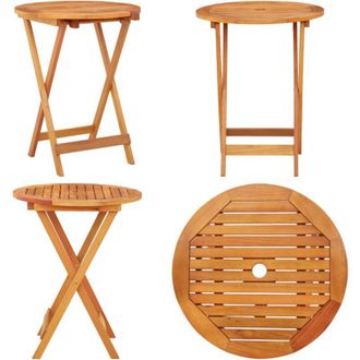 vidaXL Vidaxl - Klappbarer Gartentisch &Oslash;60x75 cm Massivholz Eukalyptus - Gartentisch - Holzgartenm&ouml;bel - Esstisch - Outdoor M&ouml;bel - Balkonm&ouml;bel - Home &