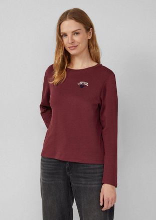 s.Oliver Langarmshirt T-Shirt Verkürztes Longsleeve mit Stickerei-Detail