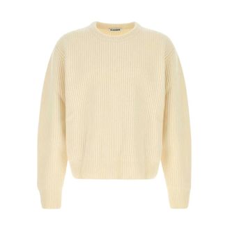 Jil Sander Rippstrick-Pullover mit Rundhalsausschnitt - - Knitwear - Herren - Beige - L