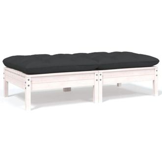 vidaXL 2-Sitzer-Gartensofa mit Kissen Wei&szlig; Massivholz Kiefer - Vidaxl