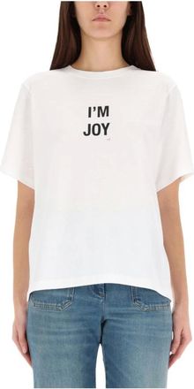 Victoria Beckham Femme, Tops, Blanc, Taille: 42 FR Im Joy Slogan T-Shirt