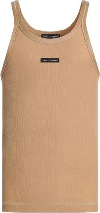 Dolce & Gabbana Homme, Tops, Beige, Taille: 2XL D&eacute;bardeur en coton avec &eacute;tiquette