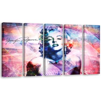 Feeby Tableau sur toile en 5 parties Marilyn Monroe Couleur 200x100
