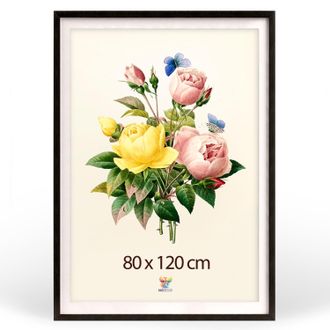 MG Design Bilderrahmen 80 x 120 cm - Posterrahmen mit Schwarz Hochprofil-Holzrahmen und bruchsicherem Acrylglas, mit Passepartout, Hoch & Quer mit verst&auml;rkter W