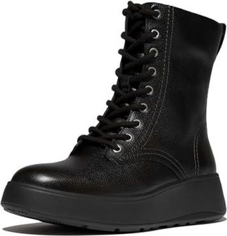 FitFlop Femme F-Mode Stitch Warm Tumb. Leather Laced Ankle Boots Bottine, Noir, 38.5 EU