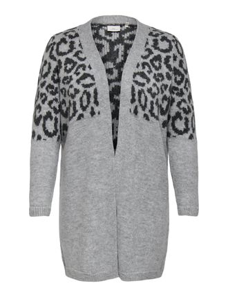 Only Carmakoma Damen Carjade Animal L/S Cardigan KNT Noos, Light Grey Melange, L EU