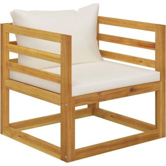 vidaXL Chaise de jardin avec coussins crème Bois dacacia massif Vidaxl