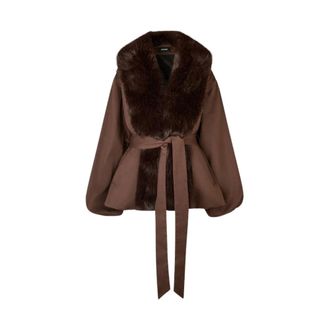 Rotate Rotate Birger Christensen - Veste &agrave; col en fausse fourrure - Femme - Vestes - Brun - Taille: 42 FR