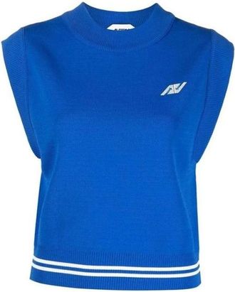 Autry Femme, Pulls, Bleu, Taille: 38 FR Gilet matelass&eacute; en nylon avec fermeture &eacute;clair