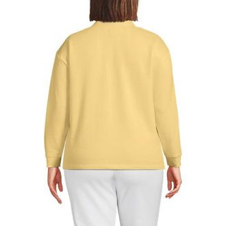 Lands End Pullover SERIOUS SWEATS mit Knopfleiste, Damen, Gr&ouml;&szlig;e:56-58 plus, Gelb, Baumwoll-Mischung/Polyester-Mischung, by Lands End