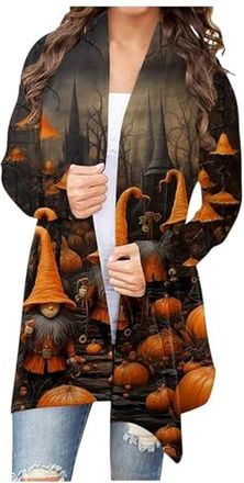 Generic 2026 Vestes pour femmes mode d&eacute;contract&eacute;e sur le th&egrave;me dHalloween imprim&eacute; chemise cardigan veste &agrave; manches longues, Rouge, XXL