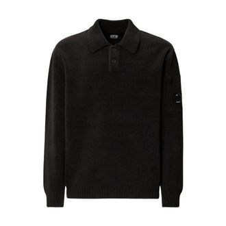 C.P. Company Cotton Chenille Polo Lens Sweater - - Tops - Herren - Blau - S