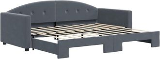 vidaXL Tagesbett Ausziehbar Dunkelgrau 90x190 cm Samt Vidaxl