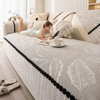 Generic Weiche Chenille Sofabezug Anti Rutsch Vintage Couch Überzug für U Form/L Form Sektionssofa für 1/2/3/4 Sitzer Sofa(A,110X240CM)