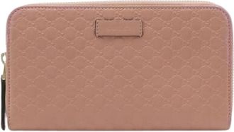 Gucci Portefeuille long en cuir Microguccissima Pre-owned - Femme - Pre-owned - Rose - Taille: ONE Size