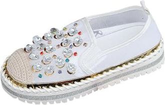 Generic Chaussures plates &agrave; enfiler pour femme - Large largeur - Maille strass - &Eacute;l&eacute;gantes - Respirantes - Semelle &eacute;paisse - Confortables - Chaussures de marc