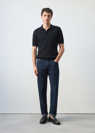 Mango Jean 100 % coton regular-fit cropped bleu - Homme - 38 - MANGO MAN