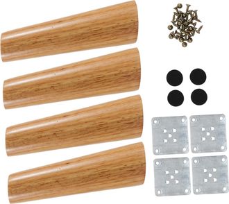 OSALADI Nordische Möbelbeine aus Massivem Gummibaumholz mit Klarlack Möbelbeine für Sofa Tisch und Schrank Inklusive Montageplatten Schrauben und Schutzpads R