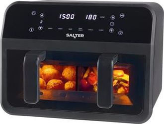 Salter Salter Dual View Air Fryer - 7 L Non-Stick Cooking Tray With Removable Divider, Large Family Size Capacity, Viewing Window, Digital LED Touch Display,