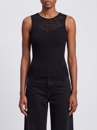 Patrizia Pepe &Auml;rmelloses durchbrochenes Stricktop mit Slim-Fit-Passform