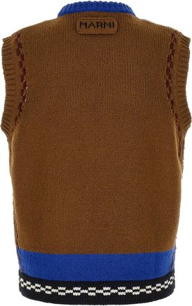 Marni M-shaped Intarsia Vest - Camel