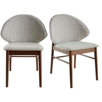 Miliboo Miliboo - Chaises vintage en tissu gris clair et bois fonc&eacute; (lot de 2) spike